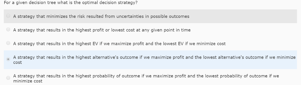 Solved For a given decision tree what is the optimal | Chegg.com
