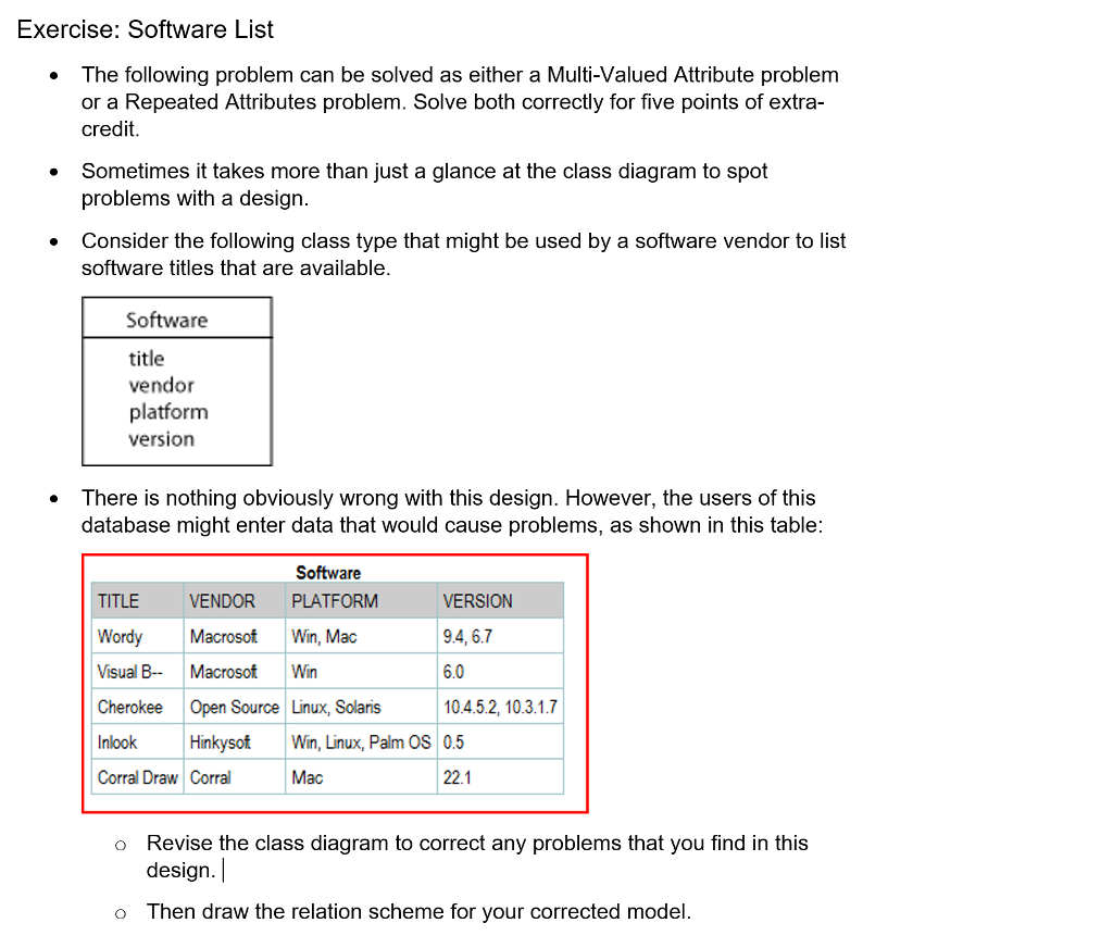 Solved Exercise: Software List » The following problem can | Chegg.com