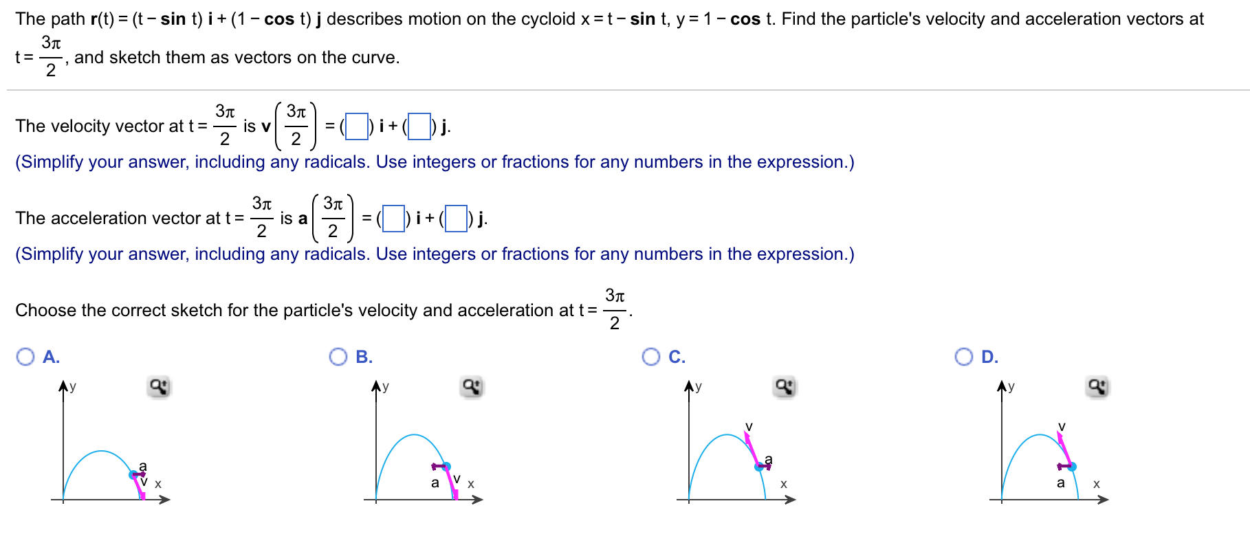 Solved The path r(t) = (t - sin t) i + (1 - cos t) j | Chegg.com
