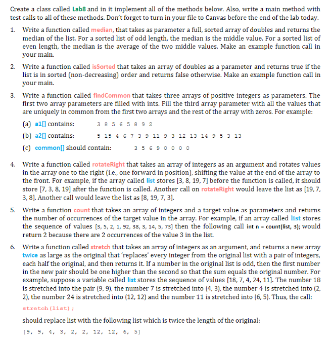 Solved Please help me complete the following in JAVA! | Chegg.com