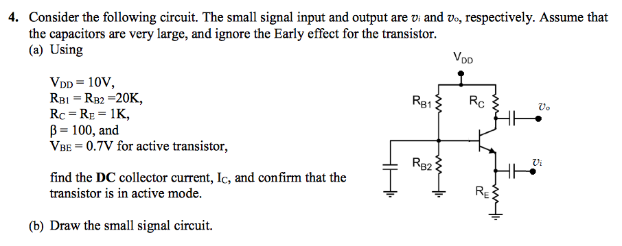 Solved Consider the following circuit. The small signal | Chegg.com