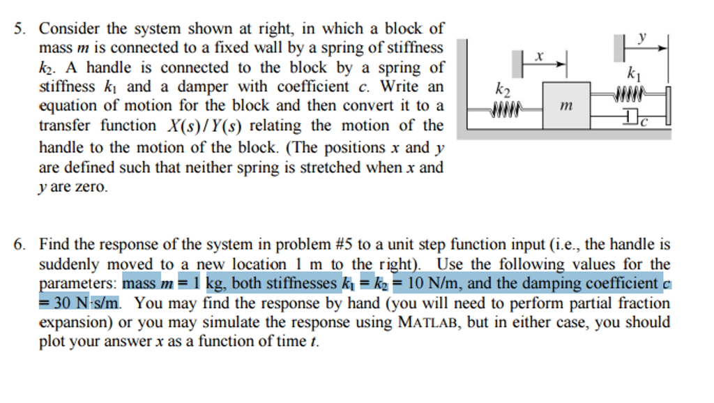 System Dynamics, Write an equation of motion for the | Chegg.com