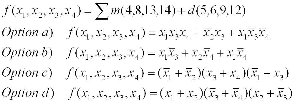 Solved A four variable F(A,B,C,D) expresed in minterms as | Chegg.com