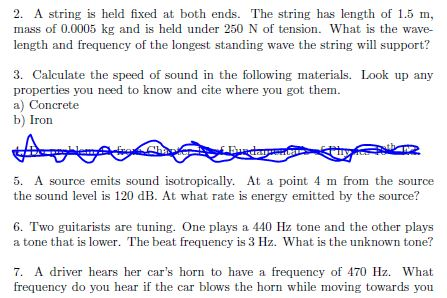 Solved A string is held fixed at both ends. The string has | Chegg.com