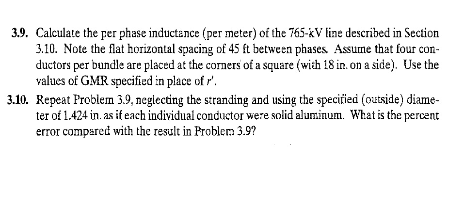 Solved Calculate The Per Phase Inductance Per Meter Of The