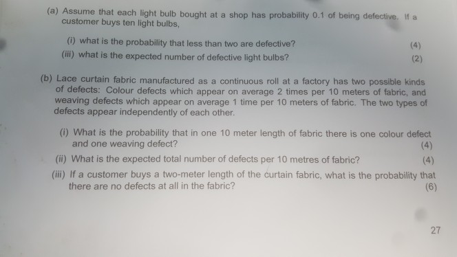 Solved (a) Assume that each light bulb bought at a shop has | Chegg.com
