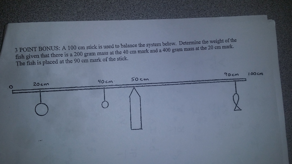 Solved A 100 cm stick is used to balance the system below. | Chegg.com