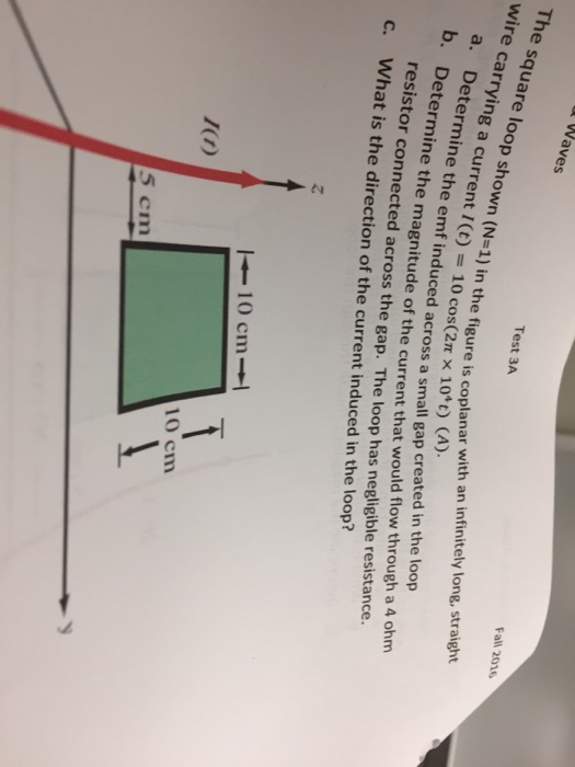 Solved The square loop shown (N=1) in the figure is coplanar | Chegg.com