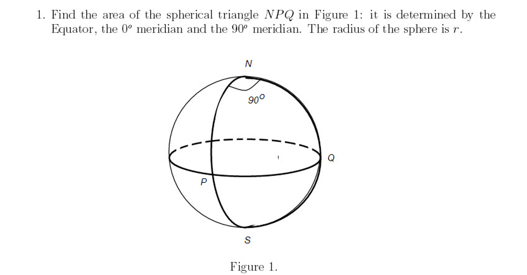 Solved Find the area of the spherical triangle NPQ in Figure | Chegg.com