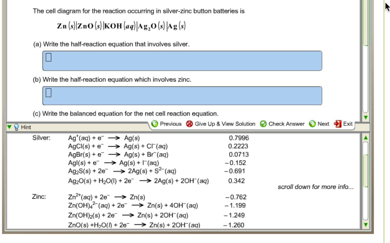 Solved The cell diagram for the reaction occurring in | Chegg.com