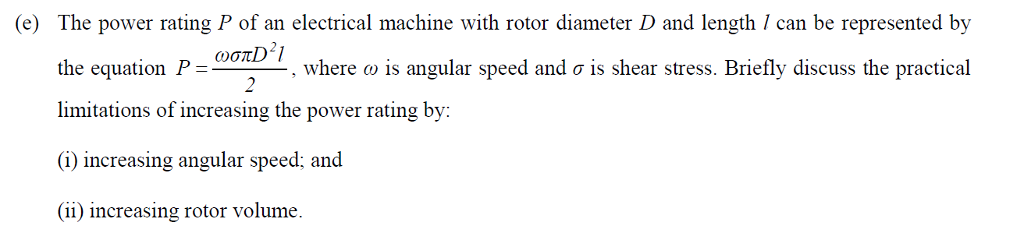 Solved The power rating P of an electrical machine with | Chegg.com