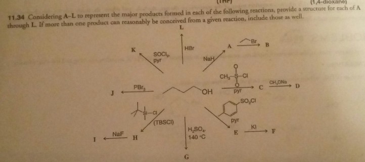 Solved 1,4-dioxane 11.34 Considering A-L to represent the | Chegg.com