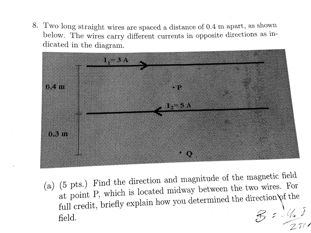 Solved 8. Two long straight wires are spaced a distance of | Chegg.com