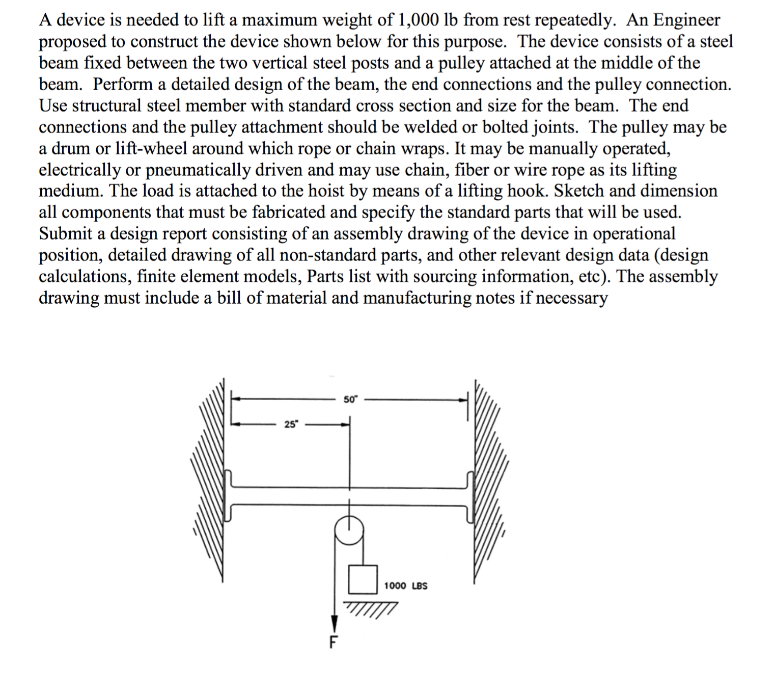 A device is needed to lift a maximum weight of 1,000 | Chegg.com