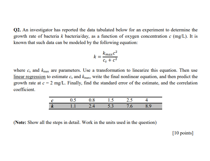 Solved Q2. An investigator has reported the data tabulated | Chegg.com