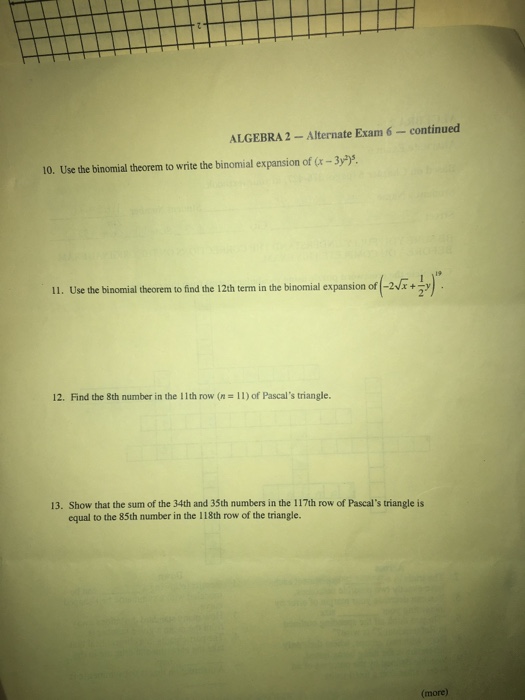 Solved Use the binomial theorem to write the binomial | Chegg.com