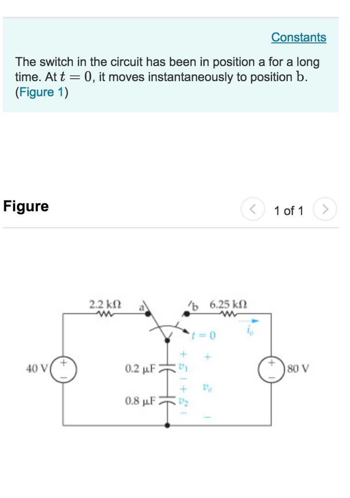 Solved Constants The switch in the circuit has been in | Chegg.com