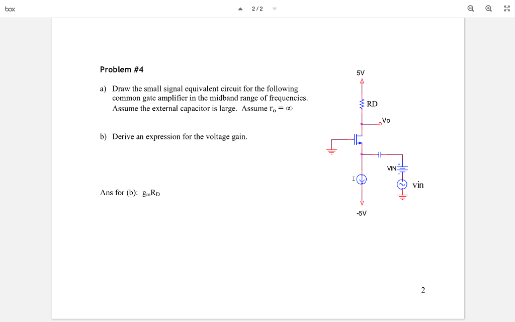 Solved Draw the small signal equivalent circuit for the | Chegg.com