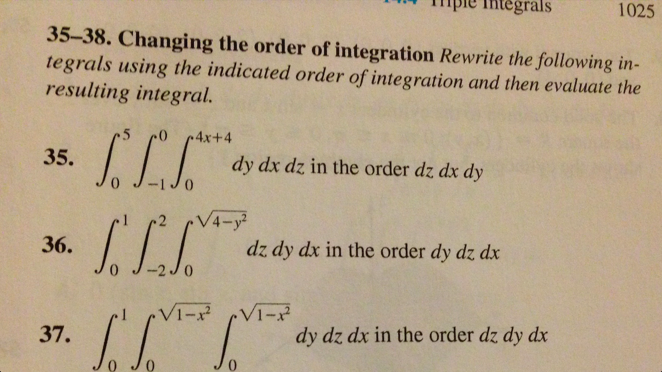 Solved Changing the order of integration Rewrite the | Chegg.com