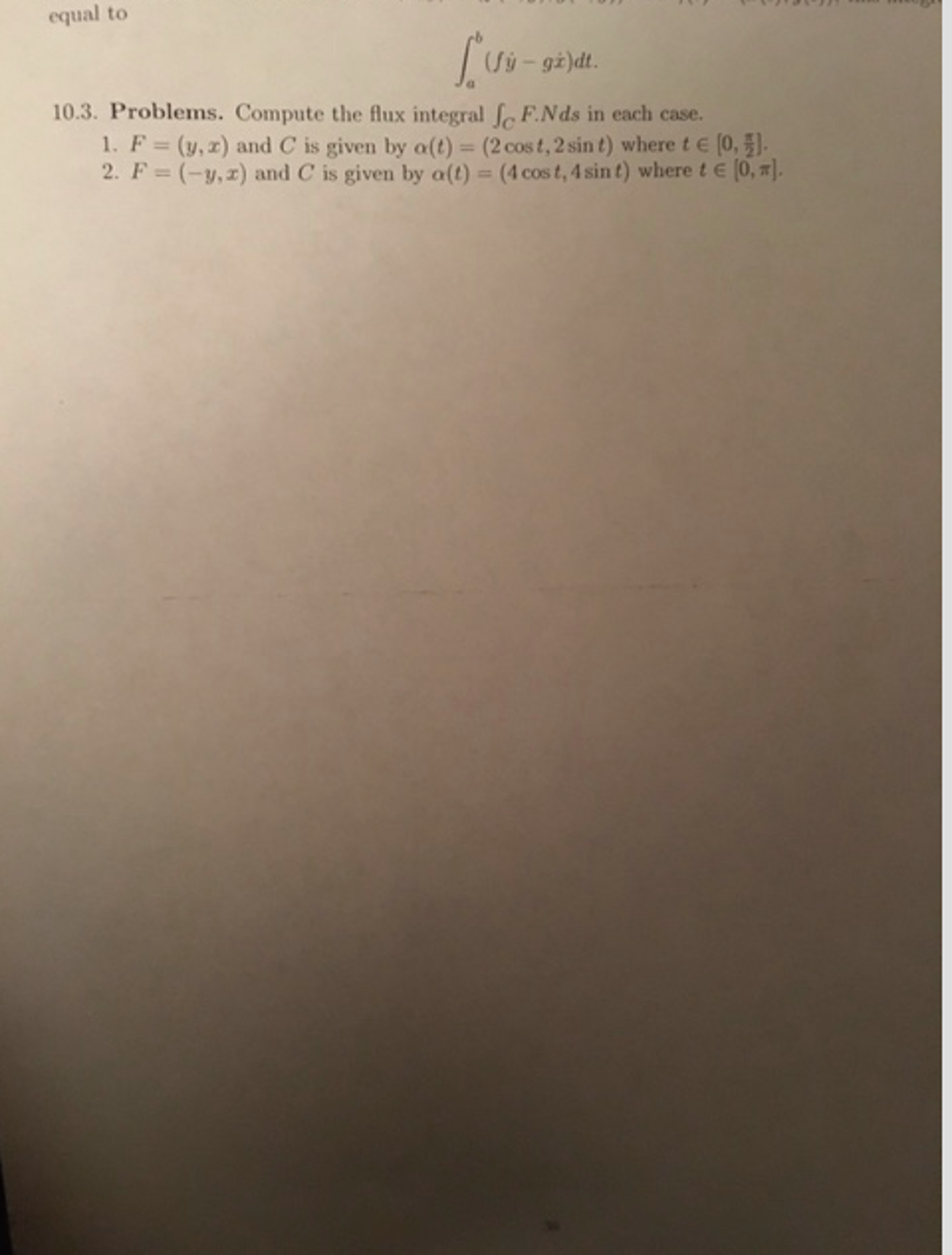 Solved Compute the flux integral integral_C F. N ds in each | Chegg.com