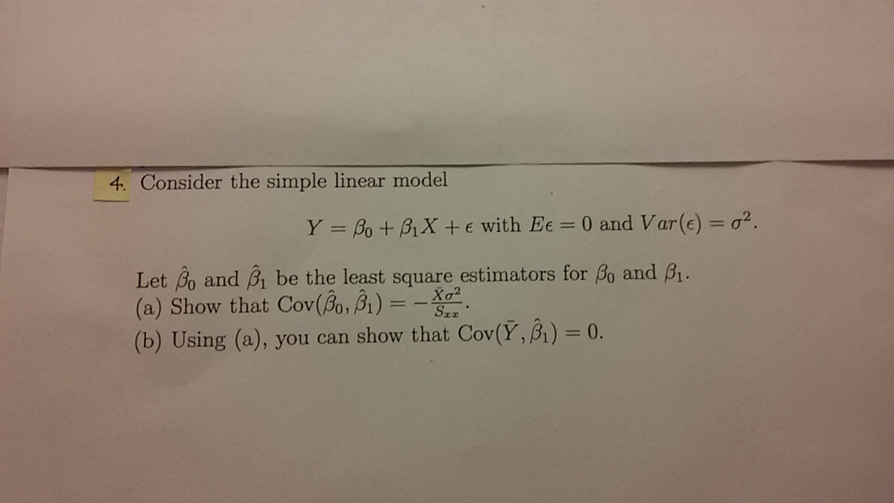 Consider the simple linear model Y = beta0 + beta1X + | Chegg.com