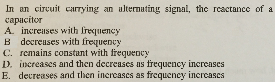 Solved In an circuit carrying an alternating signal, the | Chegg.com