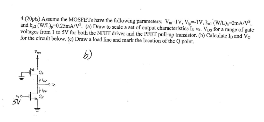 Solved 4.20pts) Assume the MOSFETs have the following | Chegg.com
