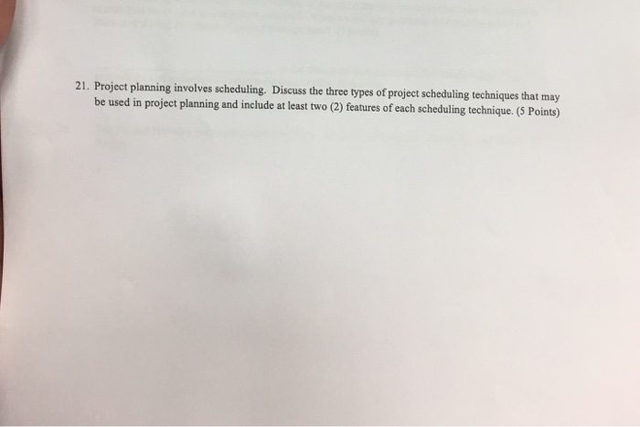 Solved Project planning involves scheduling. Discuss the | Chegg.com