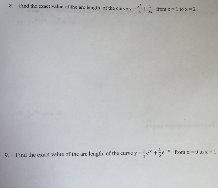 Solved Find the exact value of the arc length of the curve y | Chegg.com