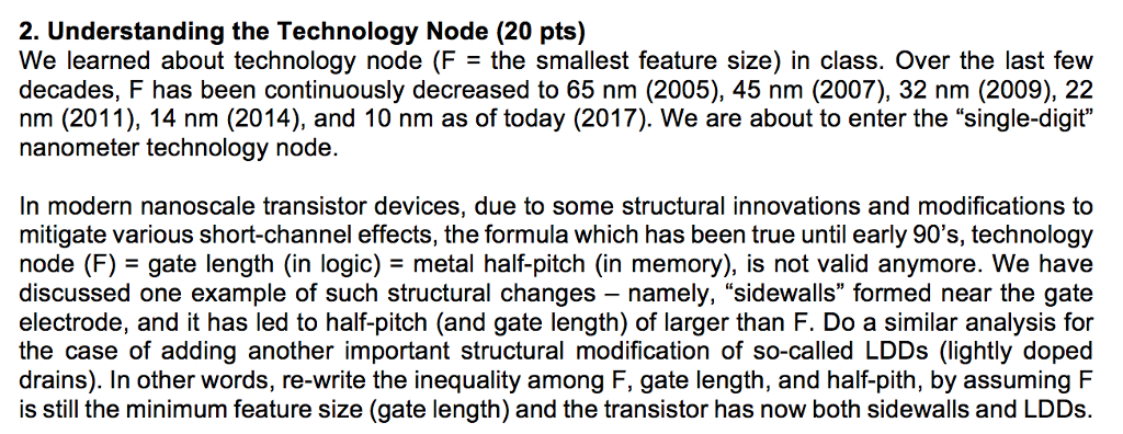 Solved We learned about technology node (F = the smallest | Chegg.com