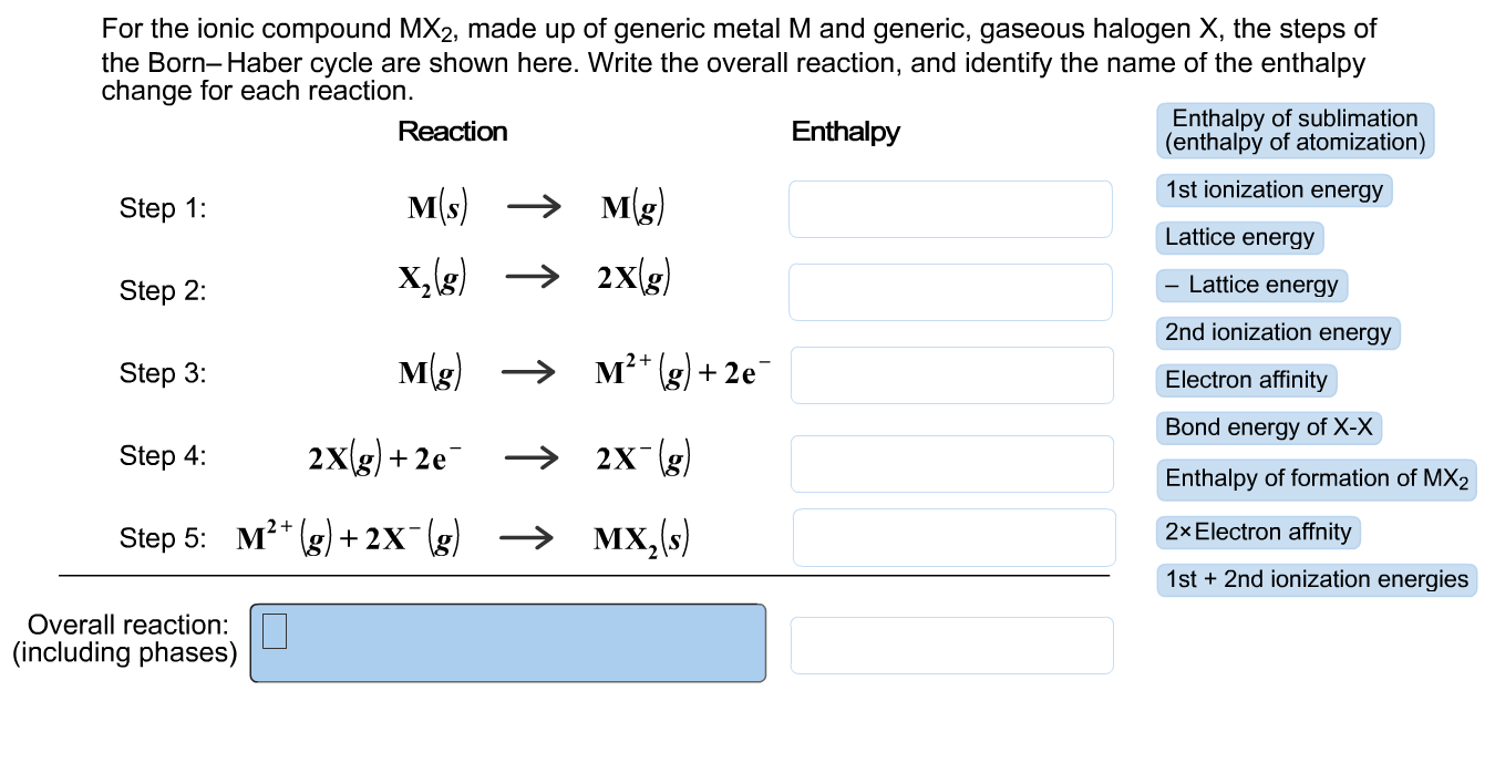 Solved For the ionic compound MX_2, made up of generic metal | Chegg.com
