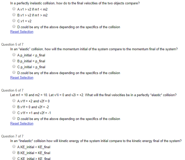 Solved In a perfectly inelastic collision, how do to the | Chegg.com