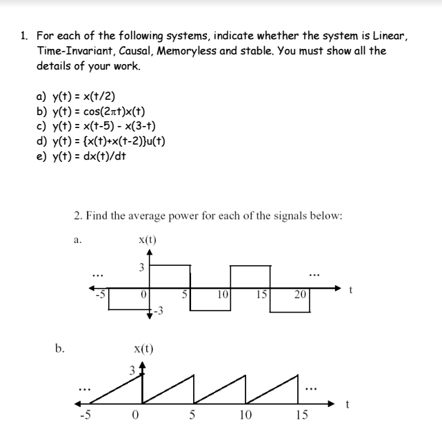 Solved For each of the following systems, indicate whether | Chegg.com