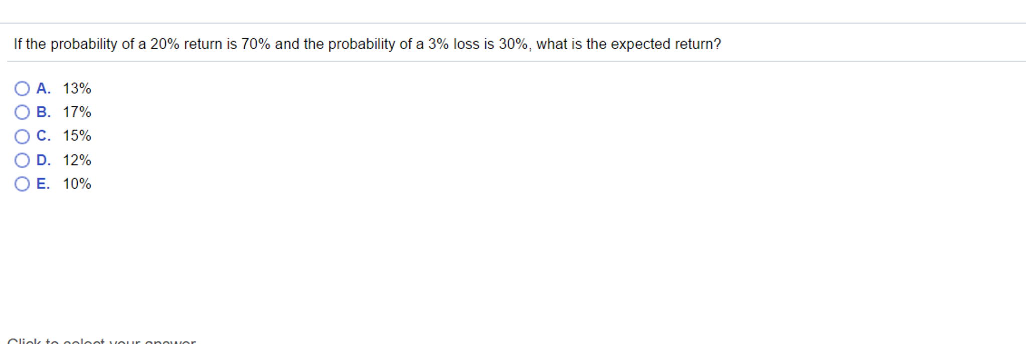 Solved If the probability of a 20% return is 70% and the | Chegg.com