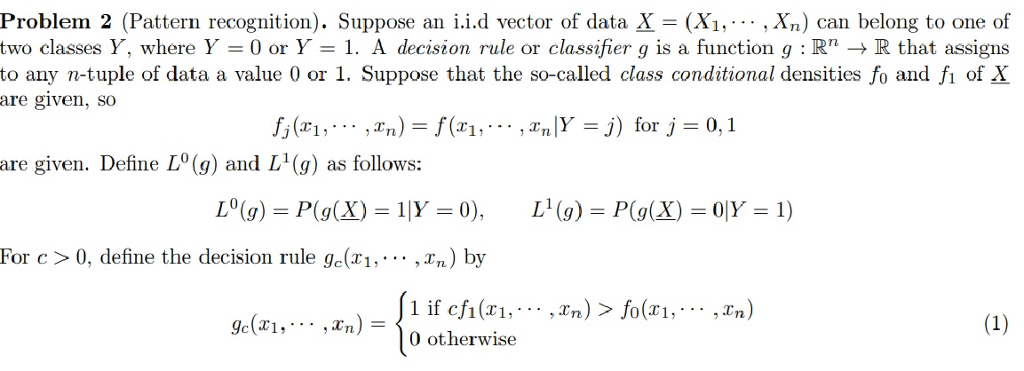 Problem 2 (Pattern recognition). Suppose an i.i.d | Chegg.com