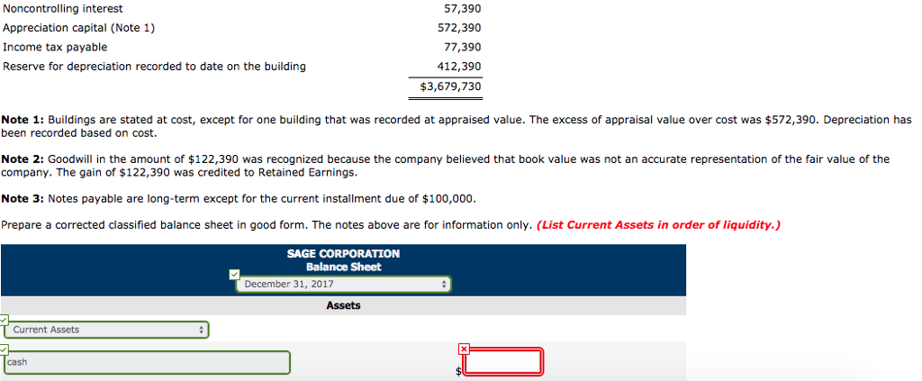 Solved Presented below is the balance sheet of Sage | Chegg.com