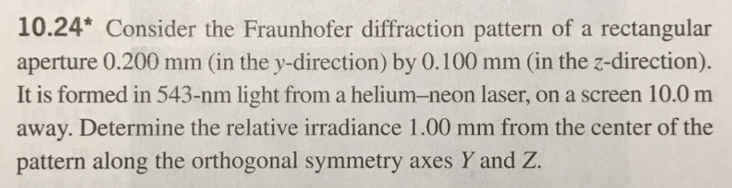 Solved Consider The Fraunhofer Diffraction Pattern Of A