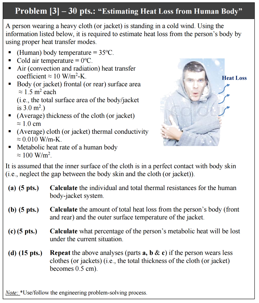 "Estimating Heat Loss from Human Body" A person | Chegg.com