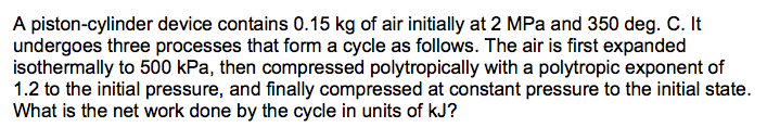 A piston-cylinder device contains 0.15 kg of air | Chegg.com