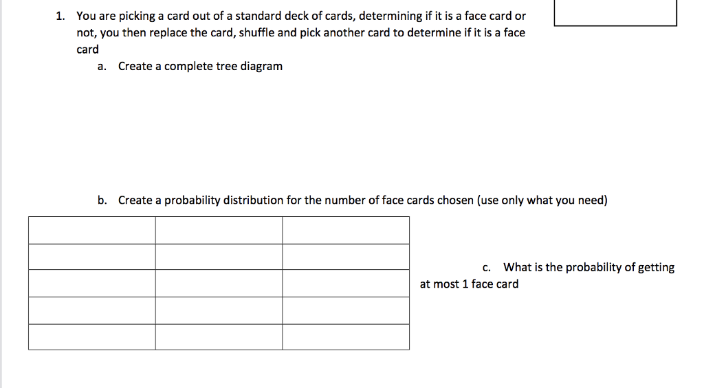 Solved 1. You are picking a card out of a standard deck of | Chegg.com