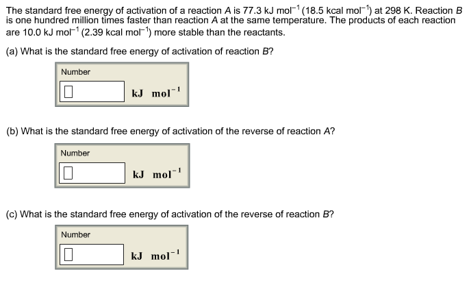 Solved The standard free energy of activation of a reaction | Chegg.com