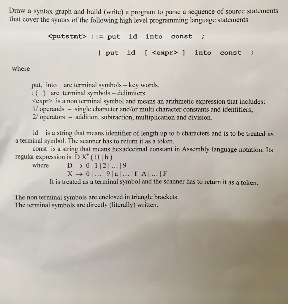 Draw a syntax graph and build (write) a program to | Chegg.com