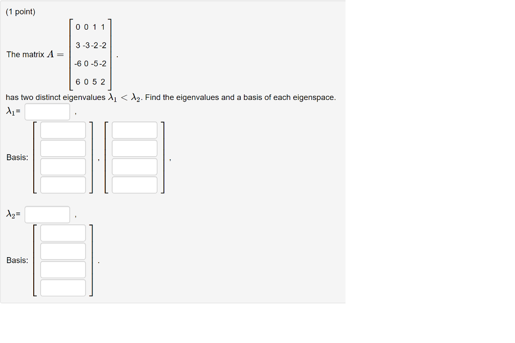 Solved The matrix A has two distinct eigenvalues. FInd the | Chegg.com
