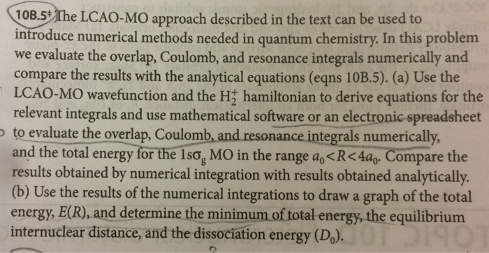 The LCAO-MO approach described in the text can be | Chegg.com
