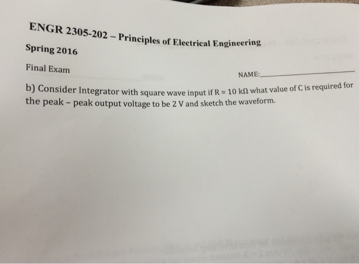 Solved Consider Integrator with square wave input if R = 10 | Chegg.com