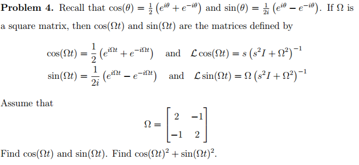 Solved Recall that cos(theta) = 1/2 (e^i theta + e^-i theta) | Chegg.com