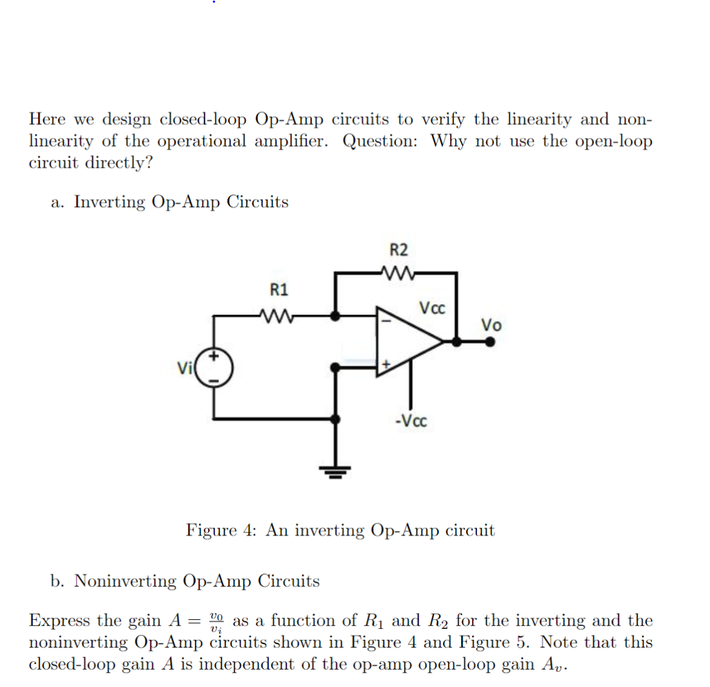 Solved Here we design closed-loop Op-Amp circuits to verify | Chegg.com