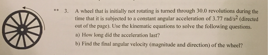 Solved A wheel that is initially not rotating is turned | Chegg.com