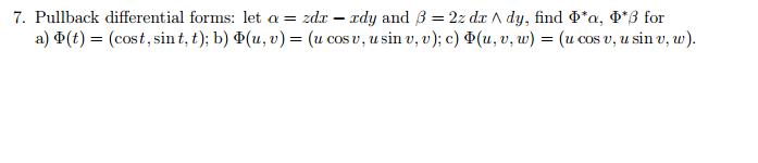 Solved Pullback differential forms: let alpha = zdx - xdy | Chegg.com