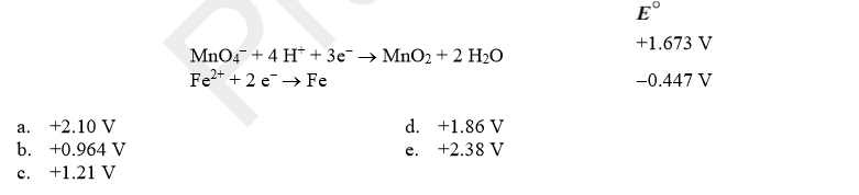 Solved Calculate Ecell for an electrochemical cell based on | Chegg.com